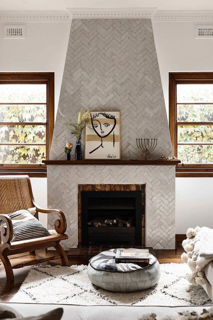 Stunning herringbone fireplace ideas: add charm and visual interest to your house interior - Hackrea