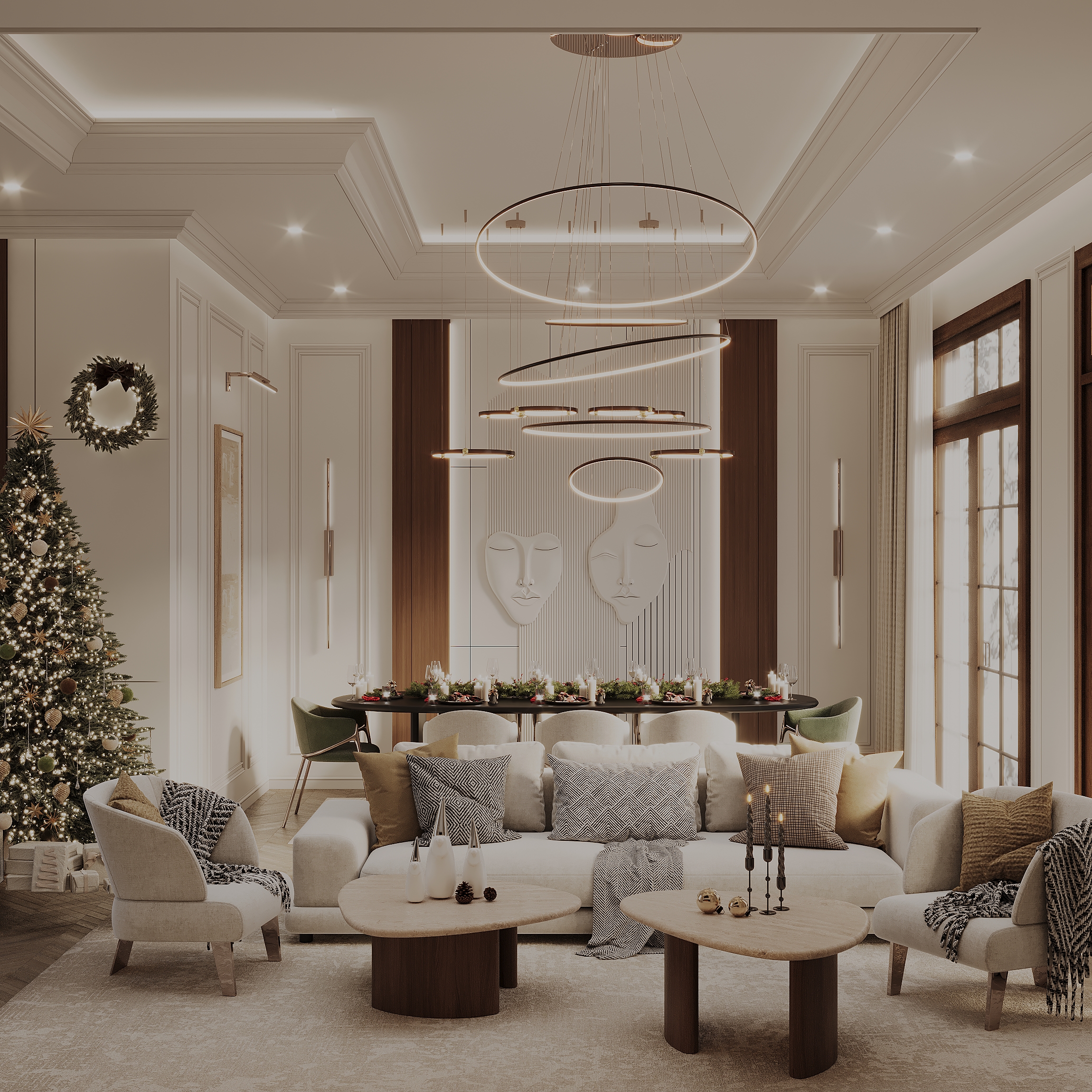A Modern Christmas Living Room That Glows With Quiet Elegance - Hackrea